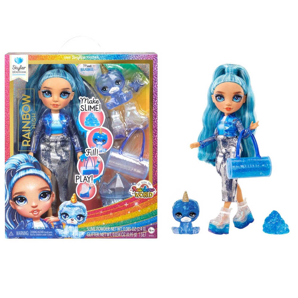 Rainbow High Skyler Blue with Slime Kit & Pet 11'' Shimmer Doll with ...