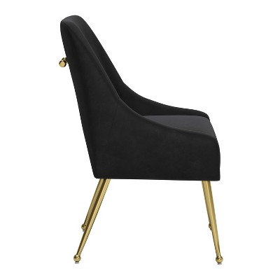 HomeStock 32.7 in H Black Finish Round Wood Frame Straight Armchair ...