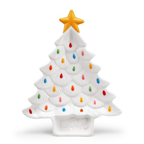 Mr. Christmas Ceramic Serving Tree Platter With Dip Section, White : Target