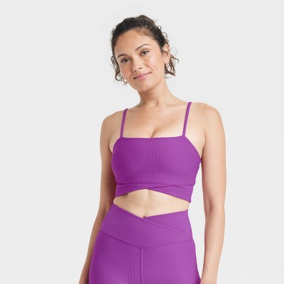 Women's Light Support Ribbed Sports Bra - All In Motion™ Violet L : Target