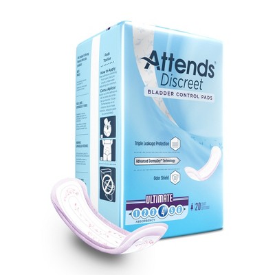 Attends Discreet Ultra Thin Bladder Control Pads, Light Absorbency, 9 ...