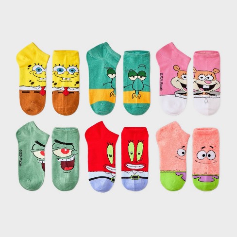 Women's Nickelodeon Spongebob Squarepants 6pk Low Cut Socks - Assorted ...