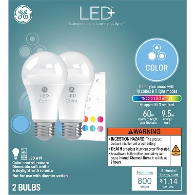 Ge 2pk Led+ Color Changing A19 Led Light Bulbs : Target