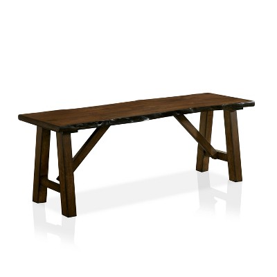 24/7 Shop At Home Lyoth Bench With Live Edge Wooden Seat Walnut ...