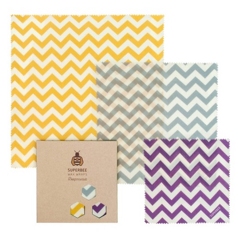 Superbee Beeswax Wrap For Food, Set Of 3 Bees Wax Wraps, Reusable Bees ...