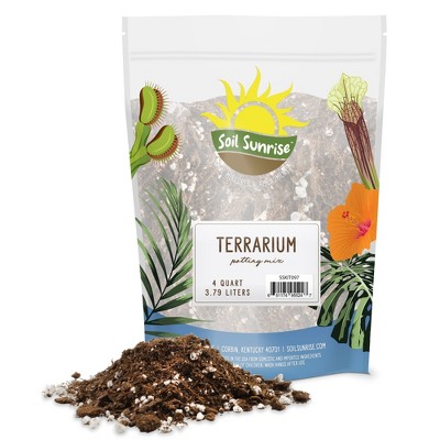 Soil Sunrise Terrarium Potting Soil Mix, W/ Blended Filtering Charcoal ...