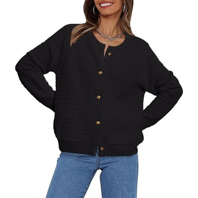 Women's Cardigan Sweater Button-down Long Sleeve Oversized Knit ...