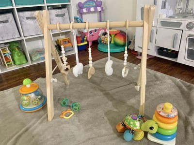 Wooden Baby Play Gym Set, Interactive Activity Center Hanging Bar With ...