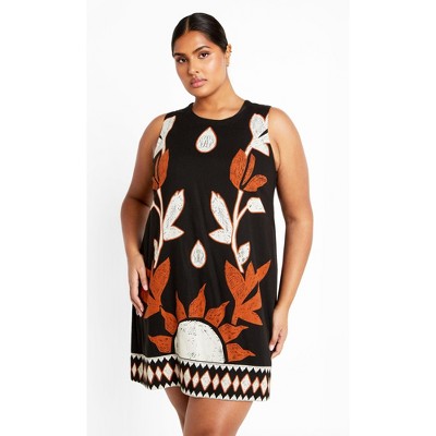 City Chic | Women's Plus Size Nala Print Dress - Black - 18w : Target
