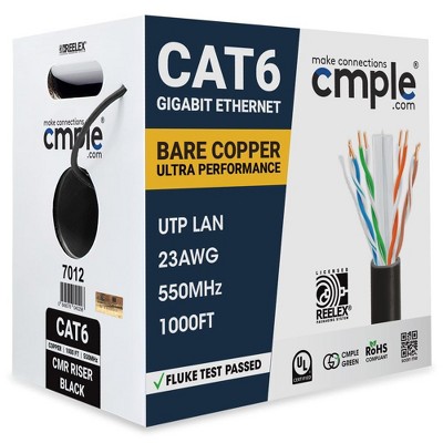 Cmple - Cat6 CMR Riser Ethernet Cable 1000ft 23AWG Bare Copper UTP ...