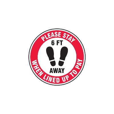 Accuform Slip-gard Floor Decal "please Stay 6 Ft Away When Lined Up To ...