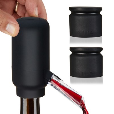 True Duo Wine Pourer And Stopper, Bottle Sealer, Drip Free Pourer, Wine ...