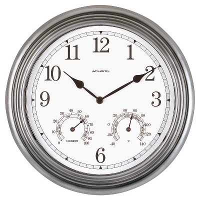 16" Outdoor Wall Clock Charcoal Gray - Threshold™ : Target