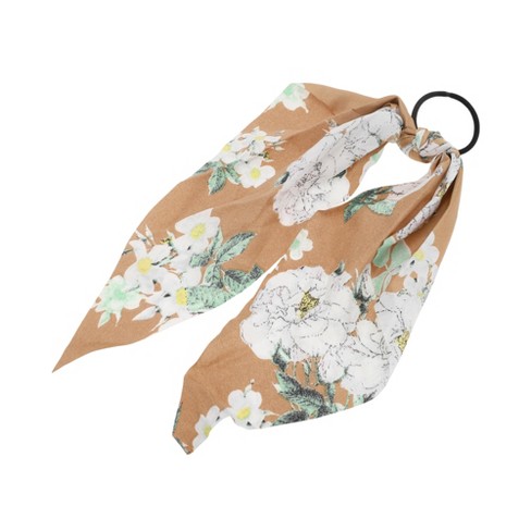 Unique Bargains Peony Triangle Ribbon Hair Elastic Band Coffee Color 1 ...