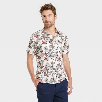 Men's Floral Print Button-down Shirt - Goodfellow & Co™ White Xl : Target