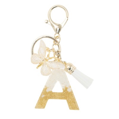Unique Bargains Letter A Key Pendant Butterfly Keyring with Initial ...