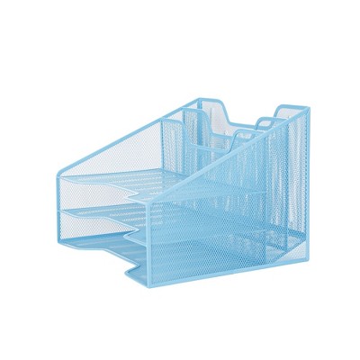 Mind Reader 3-Tiered Wire Mesh Desk Organizer Tray, 5 Compartments : Target