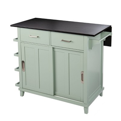 Thall Freestanding Kitchen Island Mint Green/black - Aiden Lane: With ...