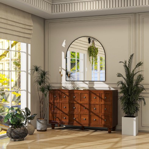 Beautypeak Rectangle With Rounded Top Decorative Wall Mirrors 32"x34 ...