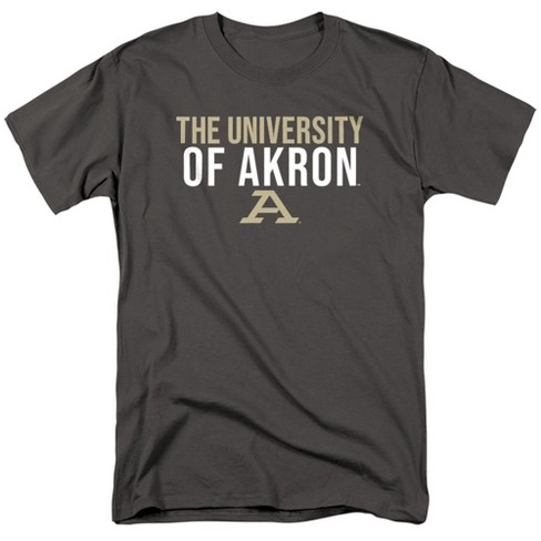 University Of Akron The Official Stacked Adult T-shirt, Charcoal, Large ...