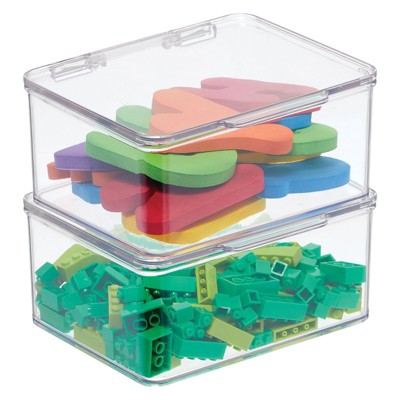 Mdesign Stackable Plastic Craft, Sewing Storage Bin, Lid, 2 Pack ...