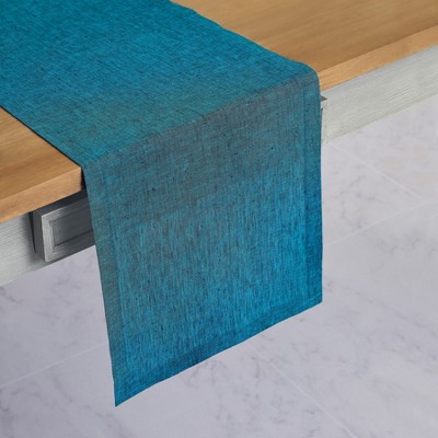 Solino Home Linen Table Runner Chambray Teal 14 X 120 Inches | Athena ...