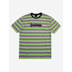Goosebumps Logo Unisex Adult Purple And Green Striped Tee : Target
