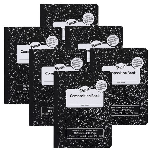 Pacon Composition Books With Dry Erase Surfaces, Black Marble, 3/8 ...