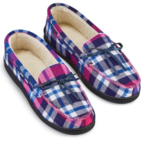 Collections Etc Women's Bright Plaid Slippers 7 Fuchsia Female : Target