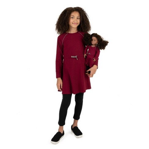 Leveret Girls And Doll Drawstring Dress Maroon 10 Year : Target