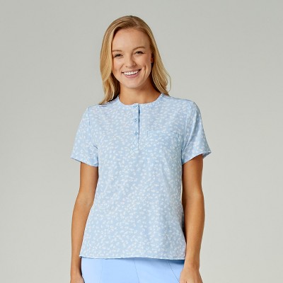 Wink Fashion Prints Women's Round Neck Tuck-in Scrub Top, Micro Daisy ...