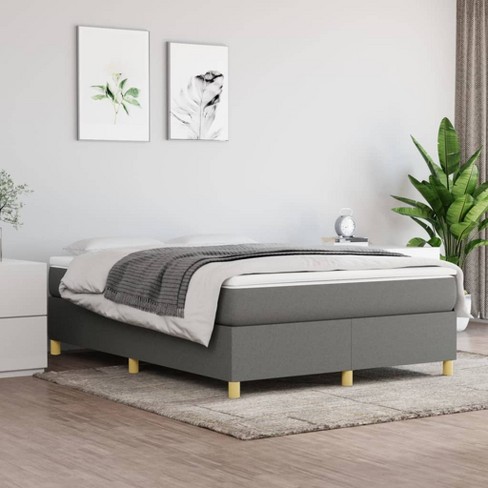 Vidaxl Box Spring Bed Frame Dark Gray 59.8 In.x79.9 In. Queen Fabric ...