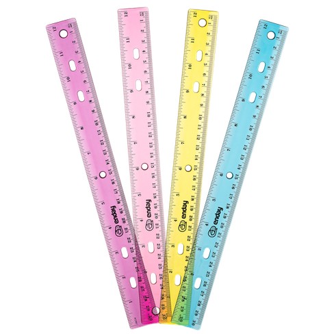 Enday 12" (30cm) Jewel Tones Color Ruler, 4 Pack : Target
