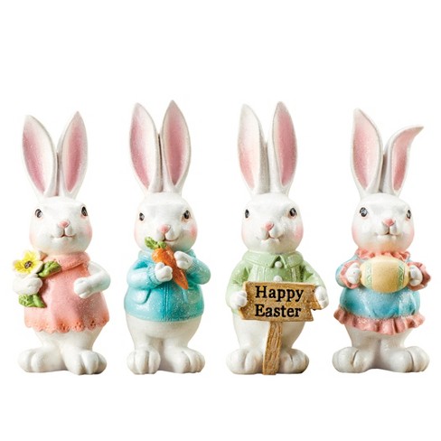 Collections Etc Hand-painted Easter Bunny Sitter Figurines - Set Of 4 ...
