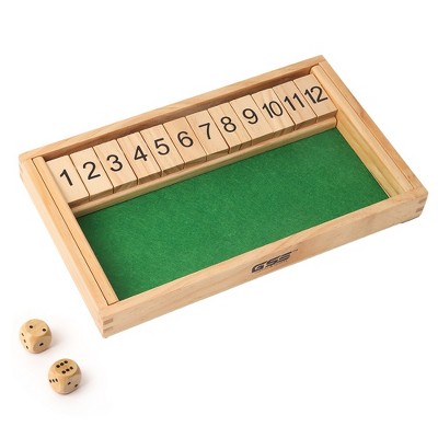 GSE Wooden Shut The Box 12 Numbers Dice Game with 2 Wooden Dices ...
