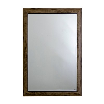 Natural Light Wood Decorative Wall Mirror With Beveled Edge Gray ...