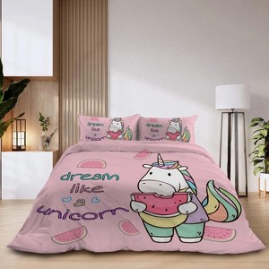 3Pcs Duvet Cover Set Queen Size, Pink Bedding Set for Girls Kids ...