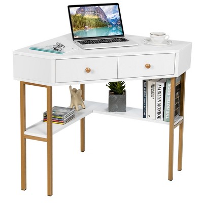 Costway Corner Computer Desk Writing Workstation Study Desk W/ 2 ...