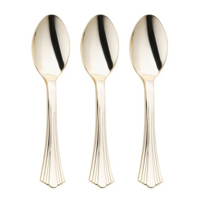 Smarty Had A Party Shiny Metallic Groove Gold Plastic Spoons (600 ...