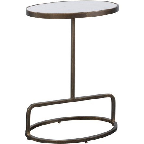 Uttermost Glam Luxury Iron Oval Accent Table 18" X 12" Antique Gold ...