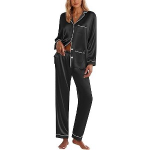 Ekouaer Silk Pajamas for Women Classic Button Down Satin Pajama Sets ...