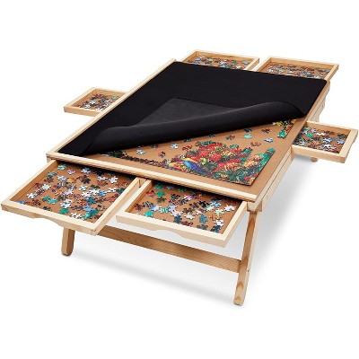 Skymall 23" X 31" Jigsaw Puzzle Board Rack With Legs, Mat & 6 Drawers ...