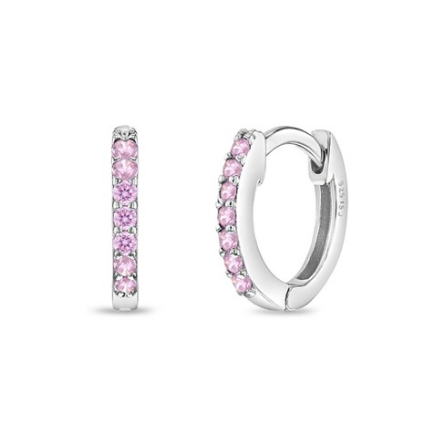 Girls' Multi Cz Hoop Sterling Silver Earrings - Pink Cz - In Season ...
