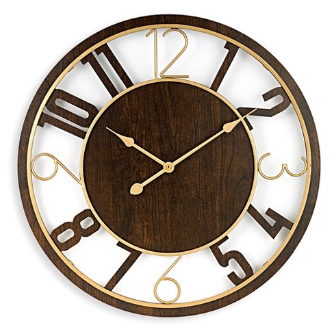 Sorbus 24" Modern Wooden Wall Clock - Sleek Design, Analog Display ...