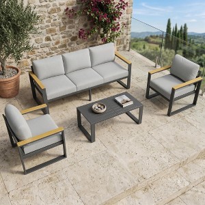 GustoWave 6-Seat Aluminum Patio Conversation Set with Coffee Table ...
