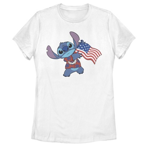Women's Lilo & Stitch Tropical American Flag T-shirt : Target