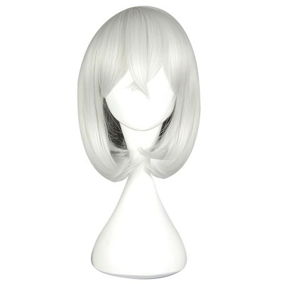 Unique Bargains Bob Wig Wigs For Women 14" Gray With Wig Cap Shoulder ...