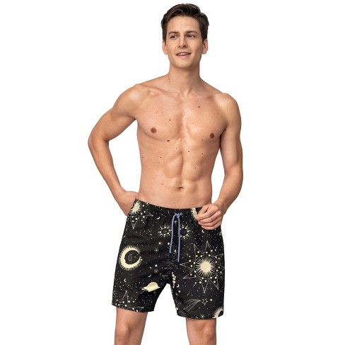 Leo Graphic Print Knee-length Swim Trunks For Men - Multicolored Xl ...