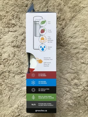 Grosche Chicago Insulated Tea Infuser Bottle, 15.2 Fl Oz Capcity With ...