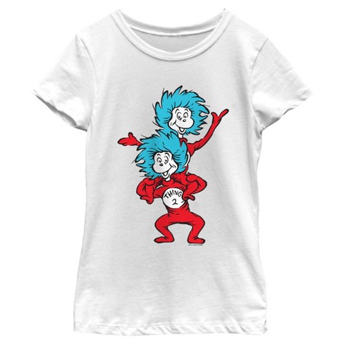 Girl's Dr. Seuss Thing One And Thing Two T-shirt - White - Large : Target